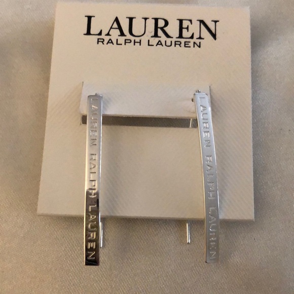 Lauren Ralph Lauren | Jewelry | Lauren Ralph Lauren Silver Tone Logo Bar Threader Drop Earrings ...